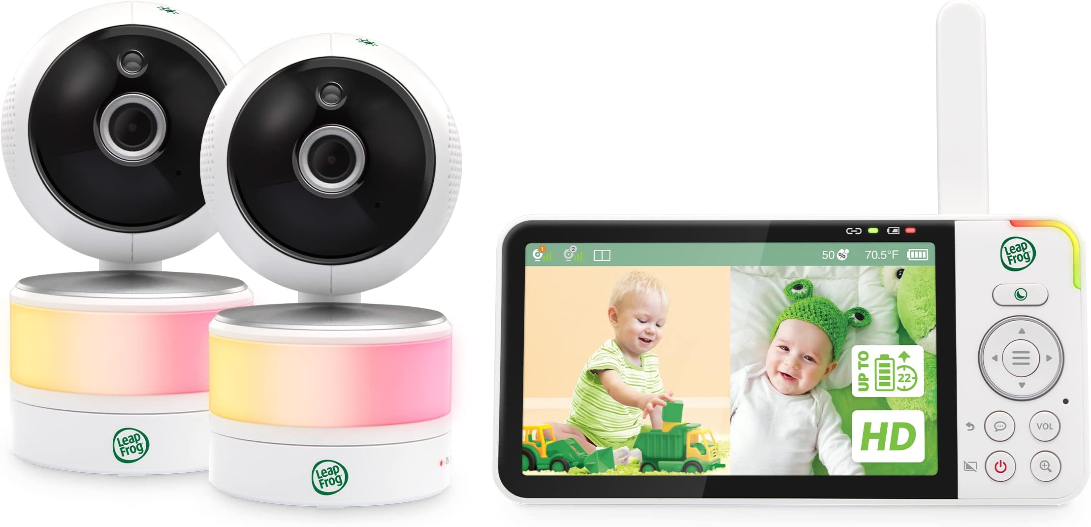 Amazon.com: LeapFrog LF915-2HD Baby Monitor, 2 Cameras, 5” 720p Screen ...