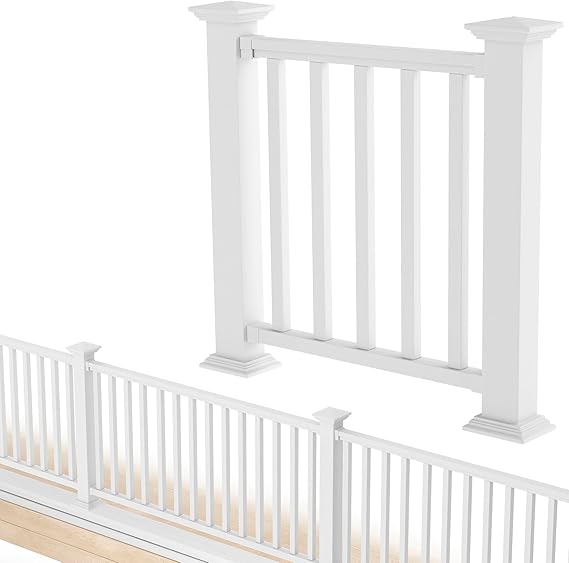 Envision White Level Vinyl Railing Kit with Square Vinyl Balusters ...