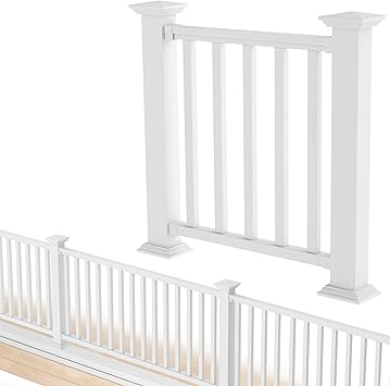 Envision White Level Vinyl Railing Kit with Square Vinyl Balusters ...