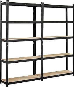 Amazon.com: Topeakmart 5-Tier Garage Shelves, Metal Storage Shelves ...