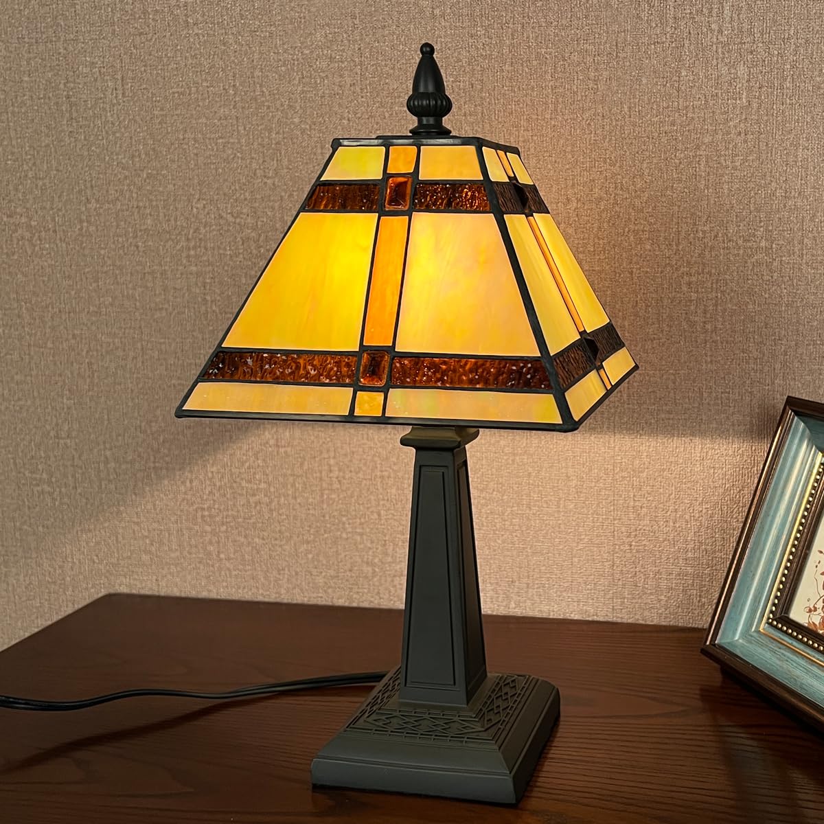 COTOSS Tiffany Table Lamps,Small Handcrafted Stained Glass Accent Table ...