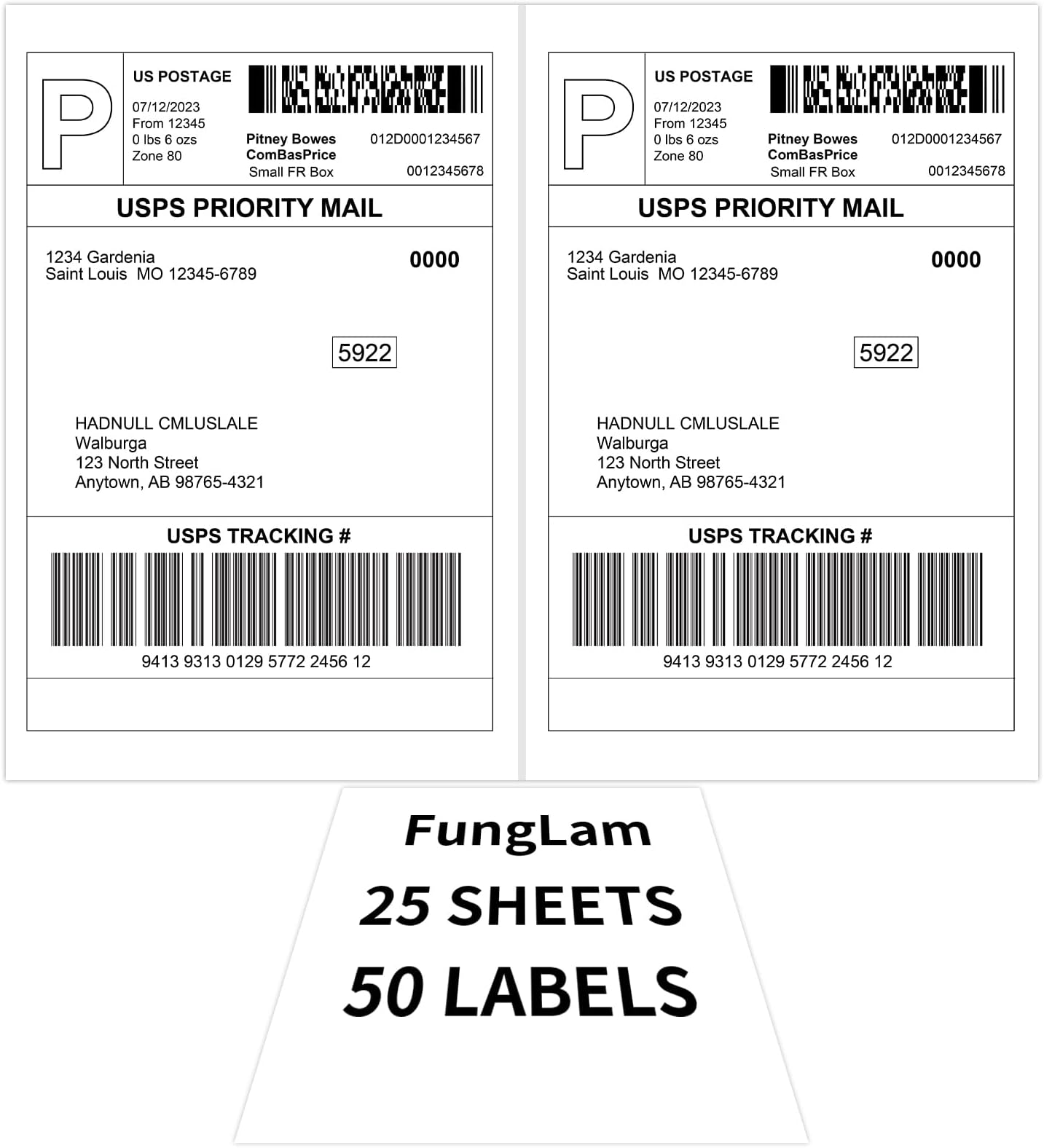 Amazon.com : RBHK Half Sheet Self Adhesive Shipping Labels for Laser ...