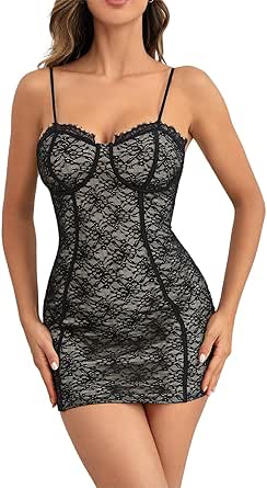 Amazon.com: SOLY HUX Women's Floral Lace Sheer Cami Bodycon Dress Spaghetti Strap Sexy Pencil ...