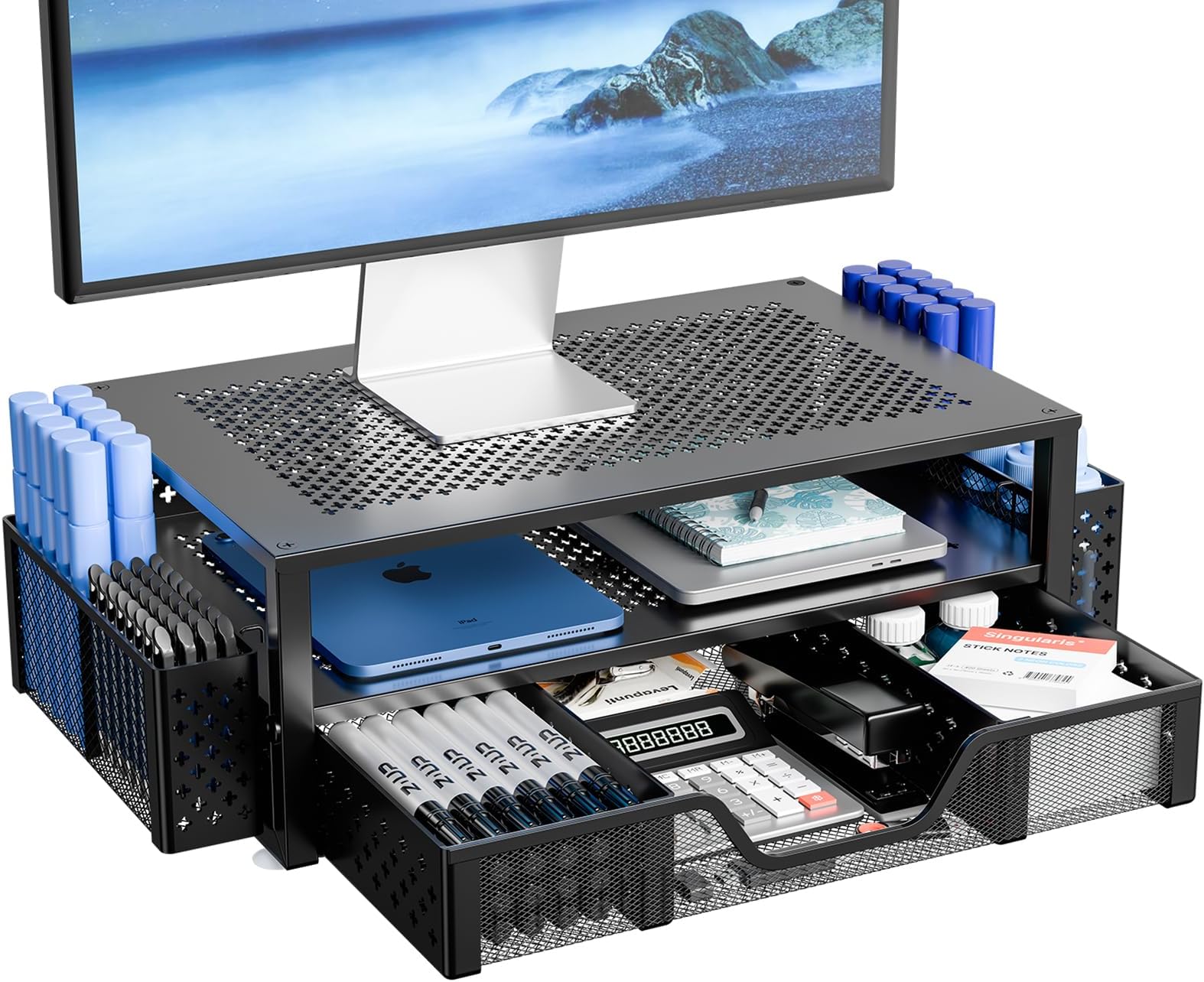 Amazon.com: Mknana Metal Computer Stand for Desk,Monitor Riser with ...