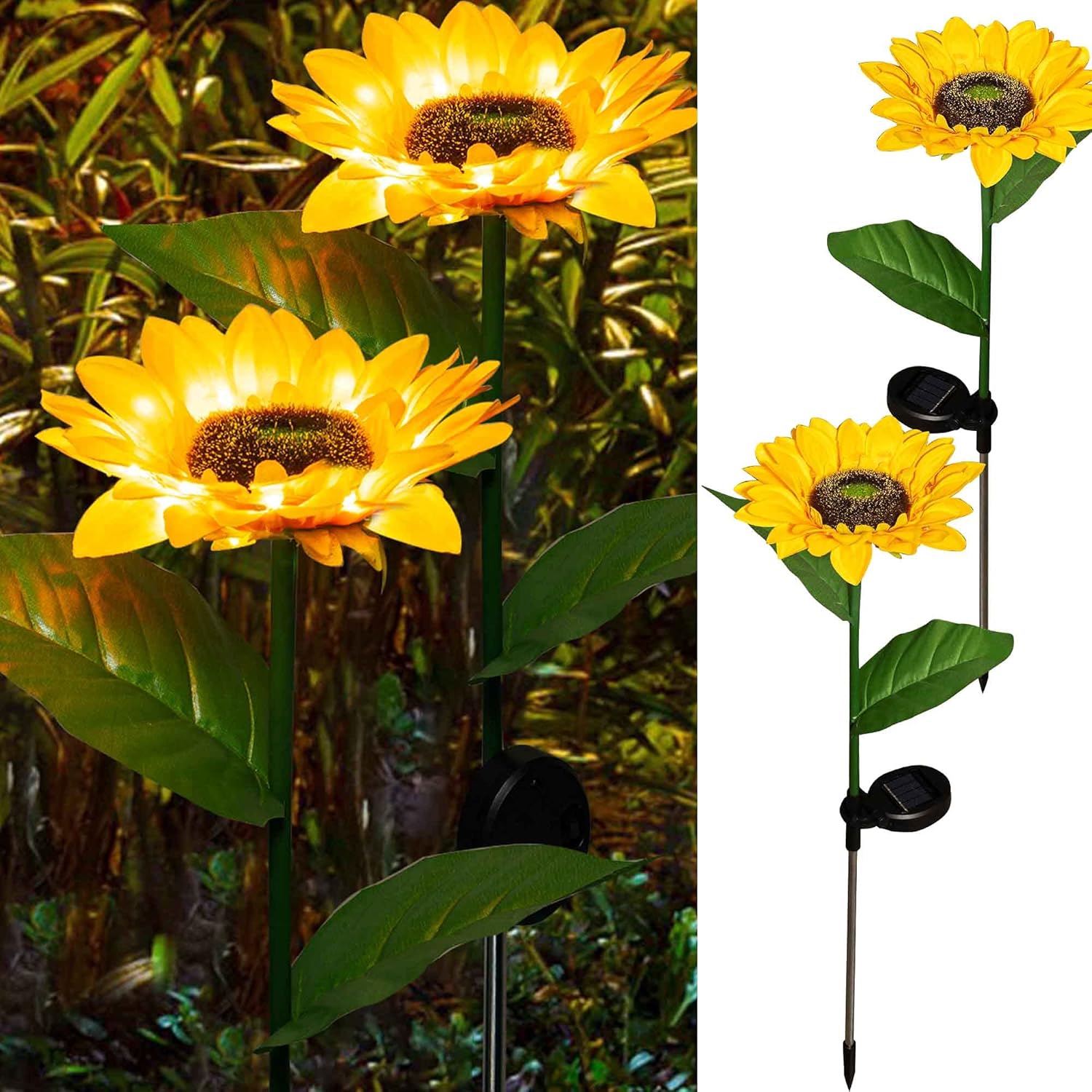 Dazzle Bright Sunflower Shape Solar LED Lights, 2 Pack Garden ...