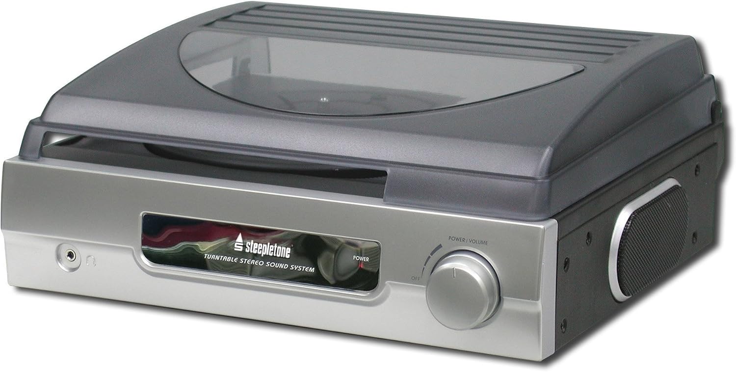 Steepletone Retro Stereo Turntable Record Player - Silver : Amazon.co ...