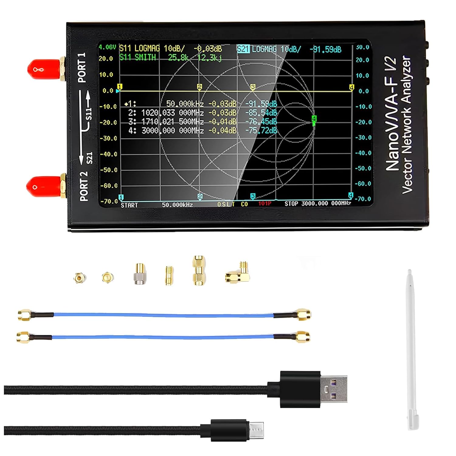 Amazon.co.jp: NanoVNA-F V2 ベクトルネットワークアナライザ、4.3インチ 50kHz-3GHz HF VHF UHF VNAアンテナアナライザー、5000mA ...
