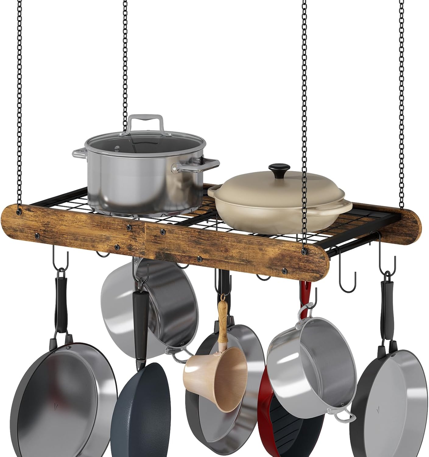 Amazon.com: GILLAS Pot Racks Hanging Ceiling Mount with 12 S-Shaped ...