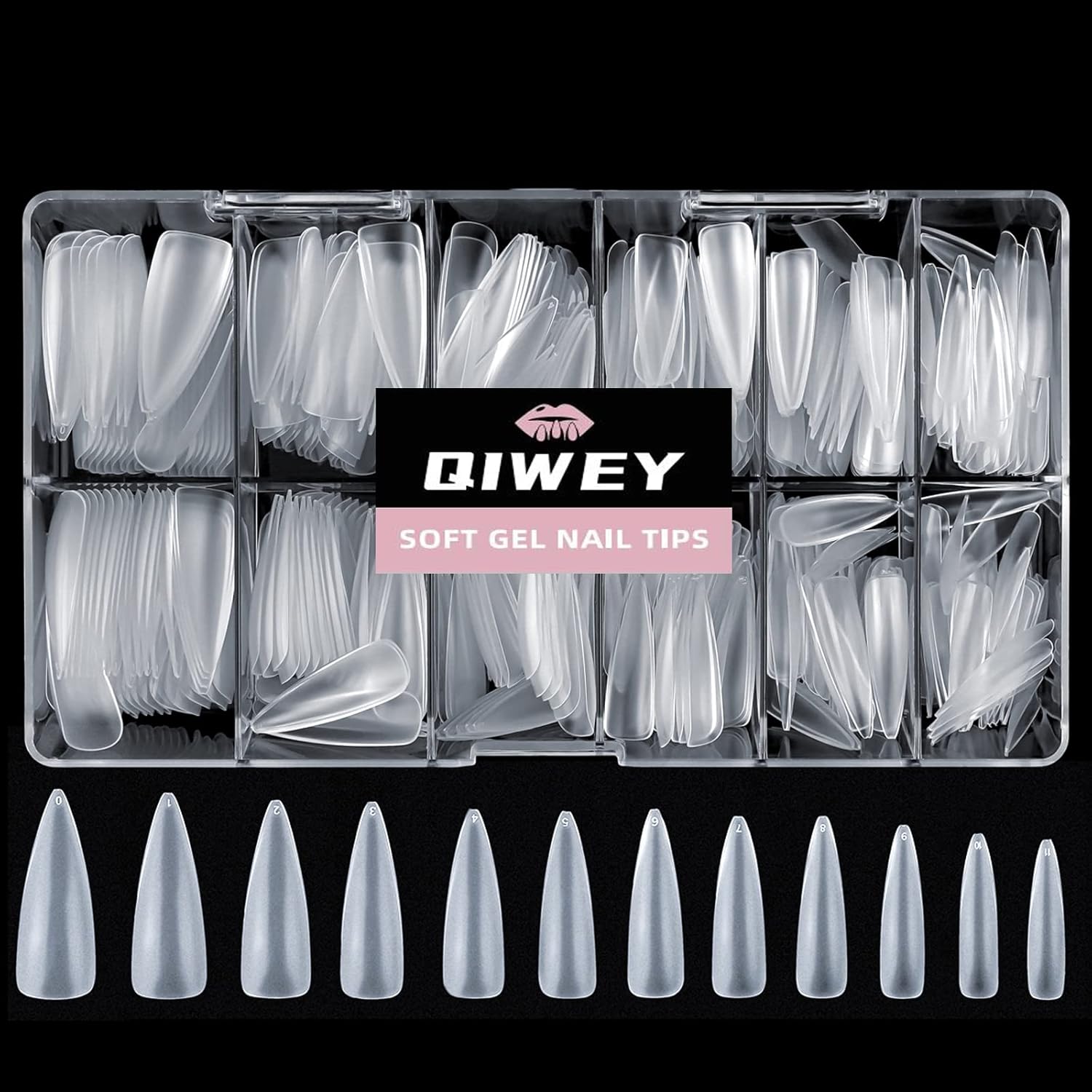 Amazon.com: 504PCS Soft Gel Full Cover Nail Tips,12 Sizes Gel Nail Tips ...