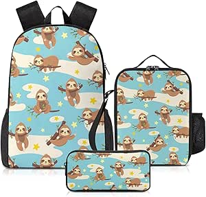 Amazon.com | Sloth Cute Aesthetic Backpack Set for Elementary School ...