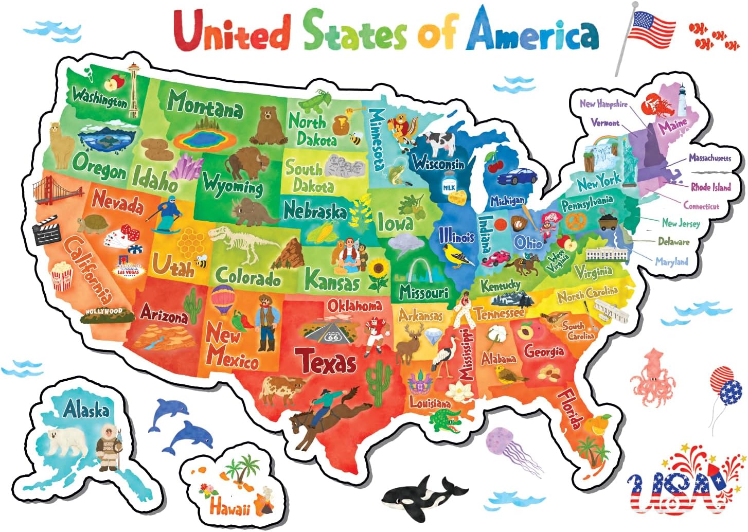 Amazon.com: DECOWALL SG2-2307 Colourful USA Wall Stickers Decals Peel ...