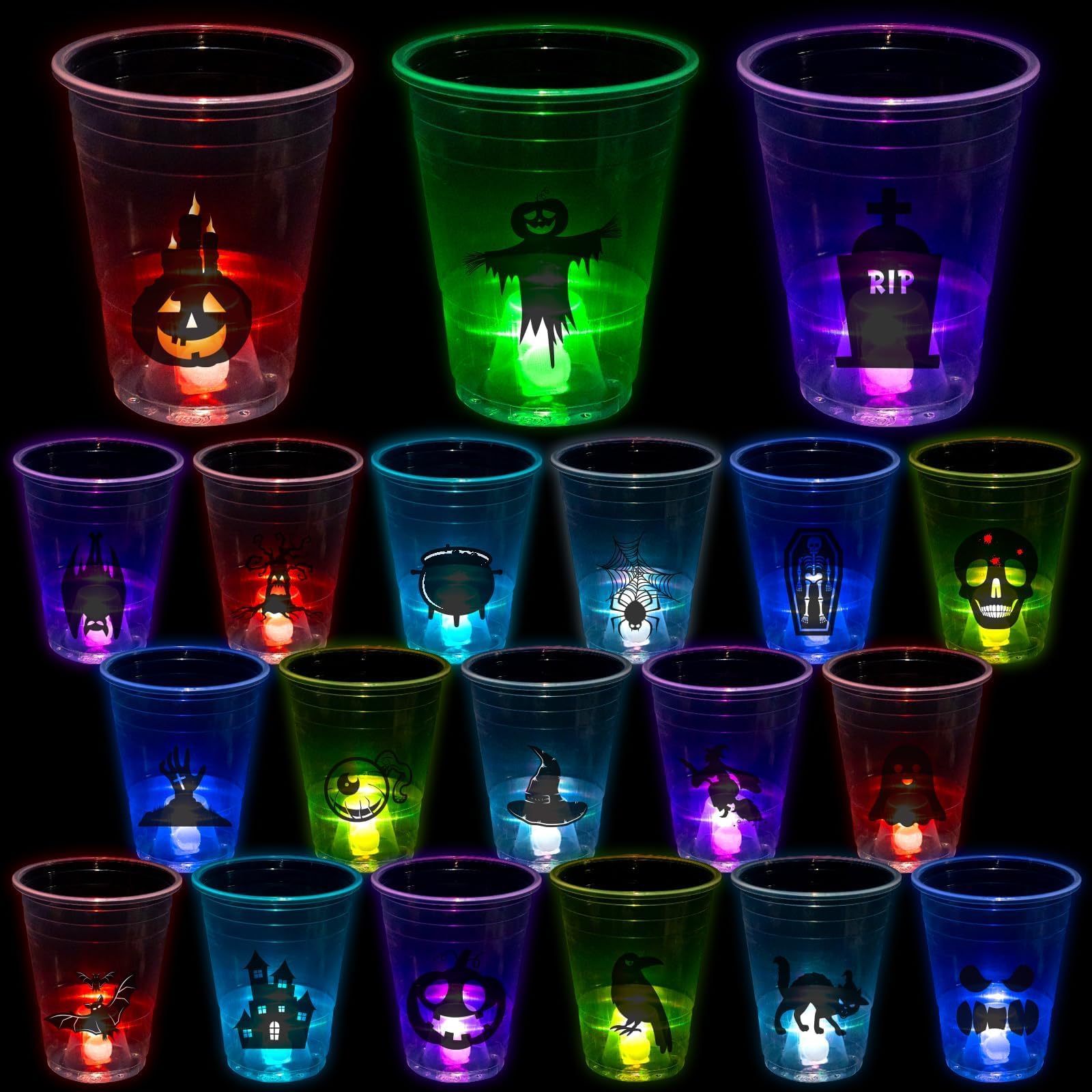Amazon.com: CUPLOOV Halloween Glow in The Dark Party Cups, 25Pcs ...