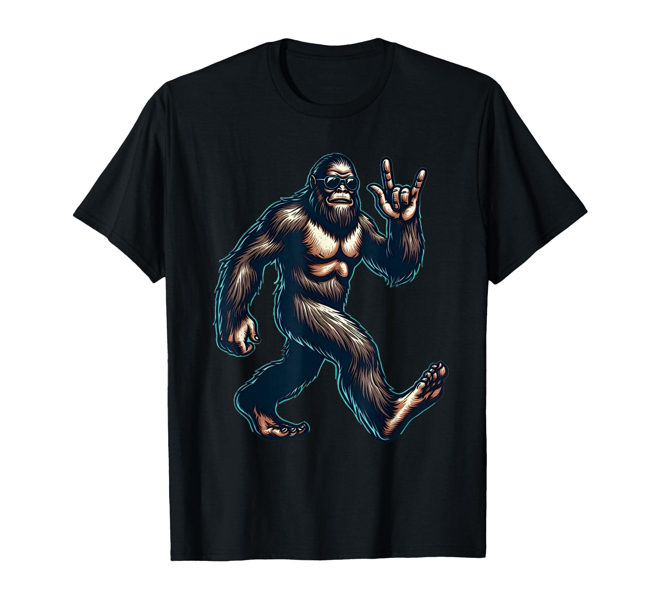 Amazon.com: Bigfoot Sasquatch Loves Rock And Roll Dads Funny BigFoot T ...