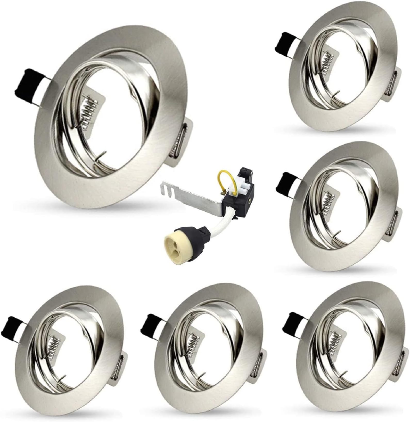 Unikcst 10X GU10 Downlights Tilt LED Recessed Lighting Brushed Chrome ...