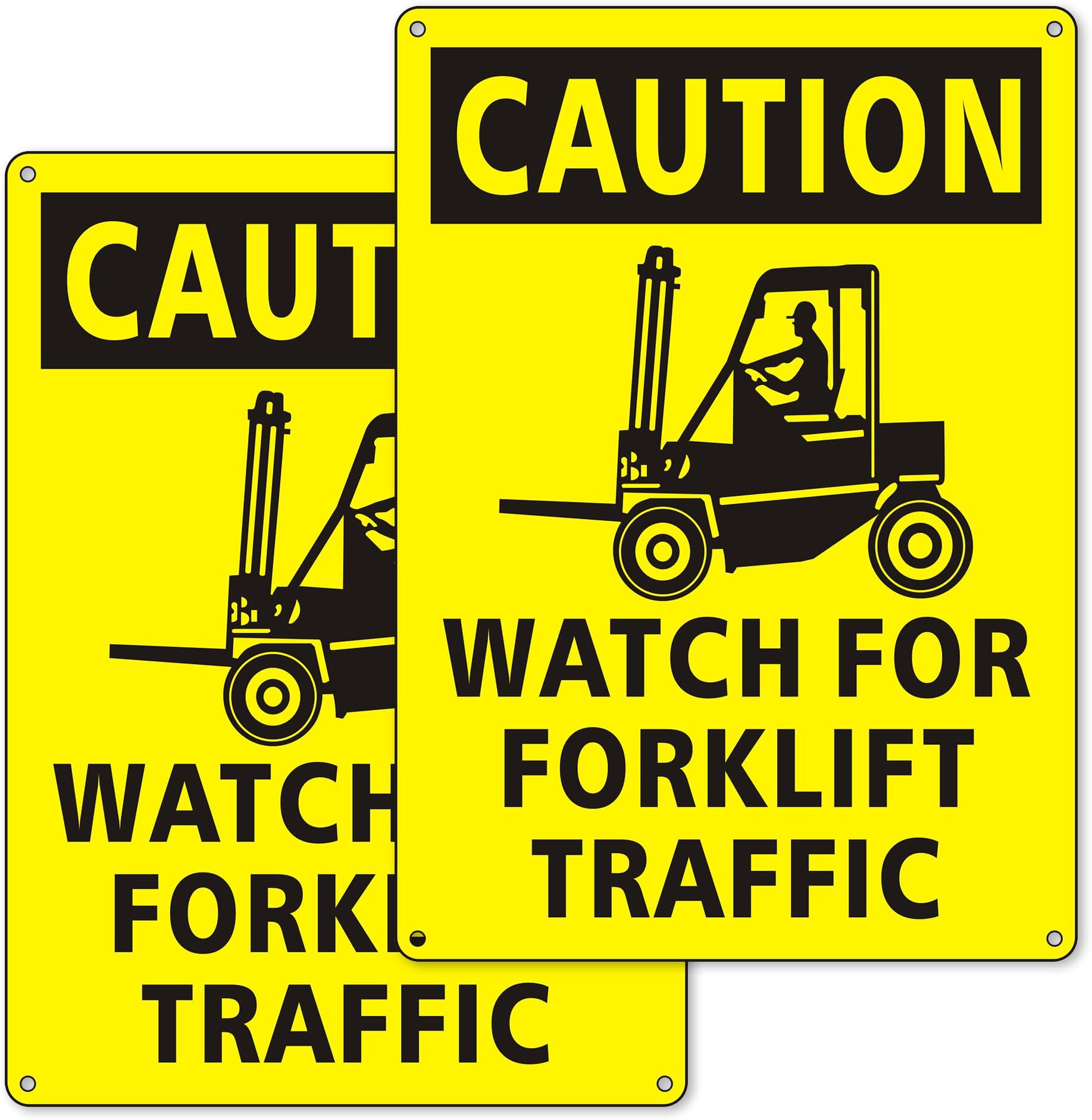 (2 Pack) Caution Watch for Forklift Traffic Safety Sign, 10 x 14 Watch ...