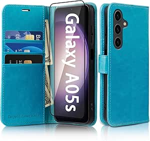 MONASAY For Galaxy A05S Wallet Case, [Included Glass Screen Protector][RFID Blocking] Flip Folio ...