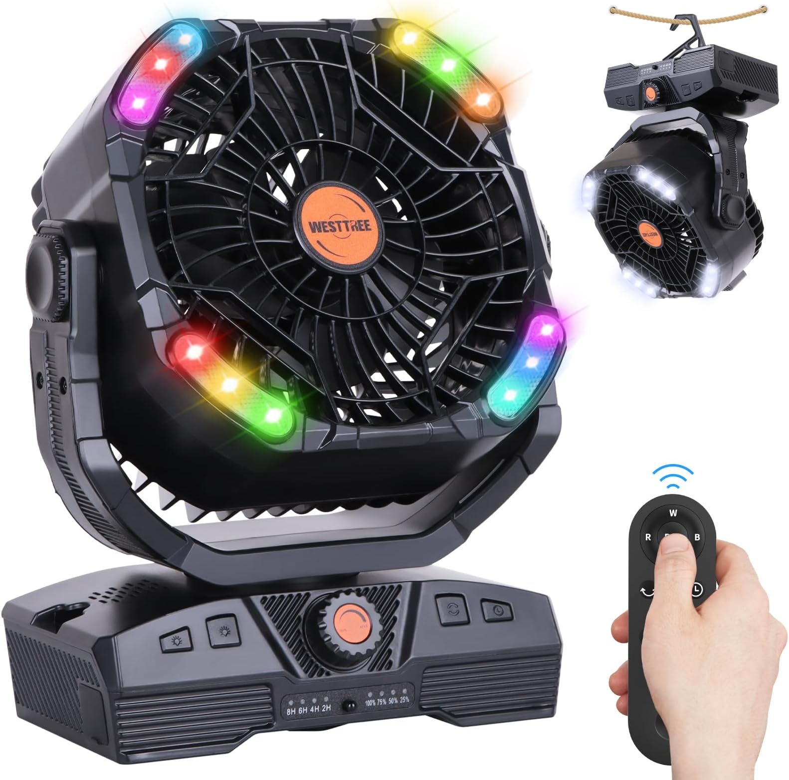 Amazon.com: DOWILLDO Solar Powered Fan, 10400mAh Rechargeable Camping ...