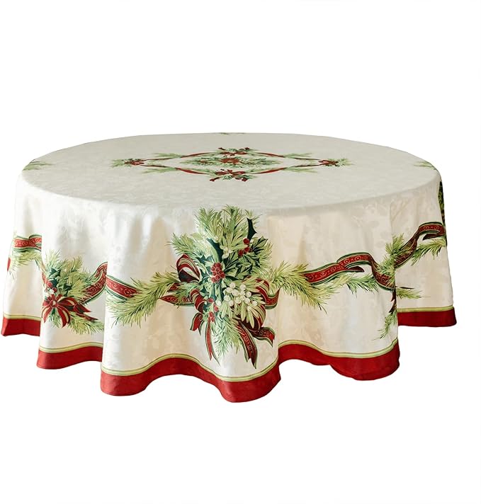 Amazon.com: Benson Mills Christmas Ribbons Engineered Printed Fabric ...