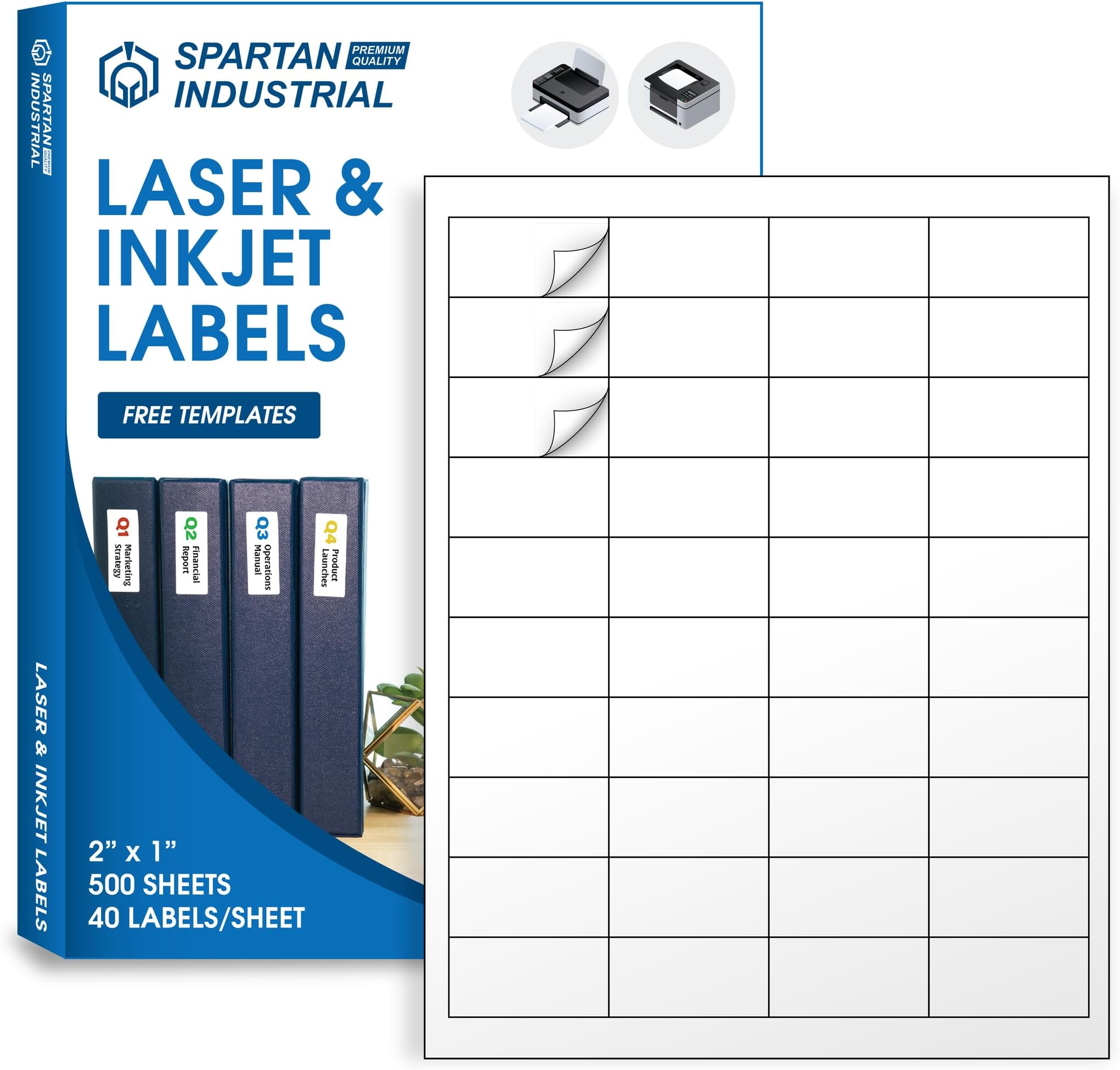 Amazon.com : Spartan Industrial Printable Laser and Inkjet Labels - 2 ...