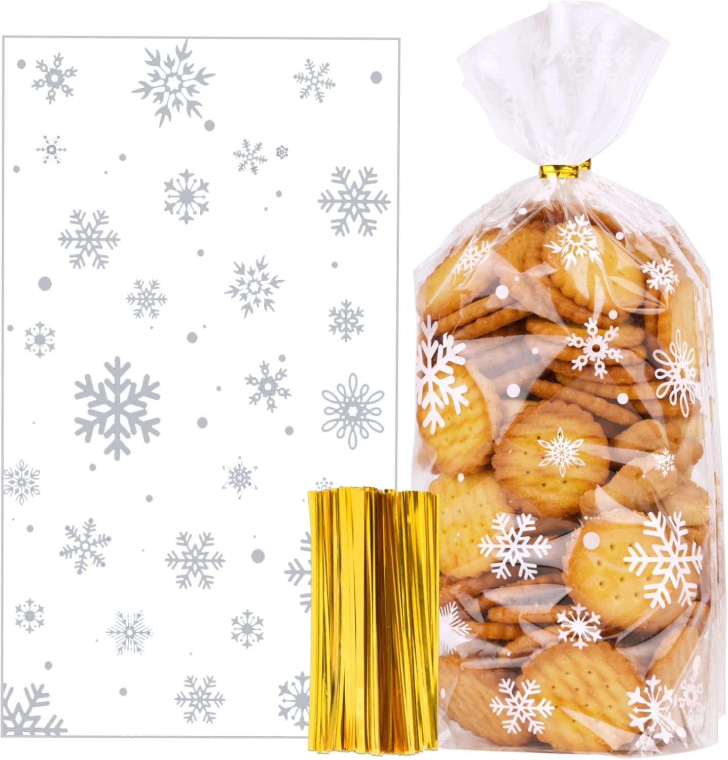 100pcs Christmas Cellophane Bags Snowflake Cellophane Bags for Sweet ...