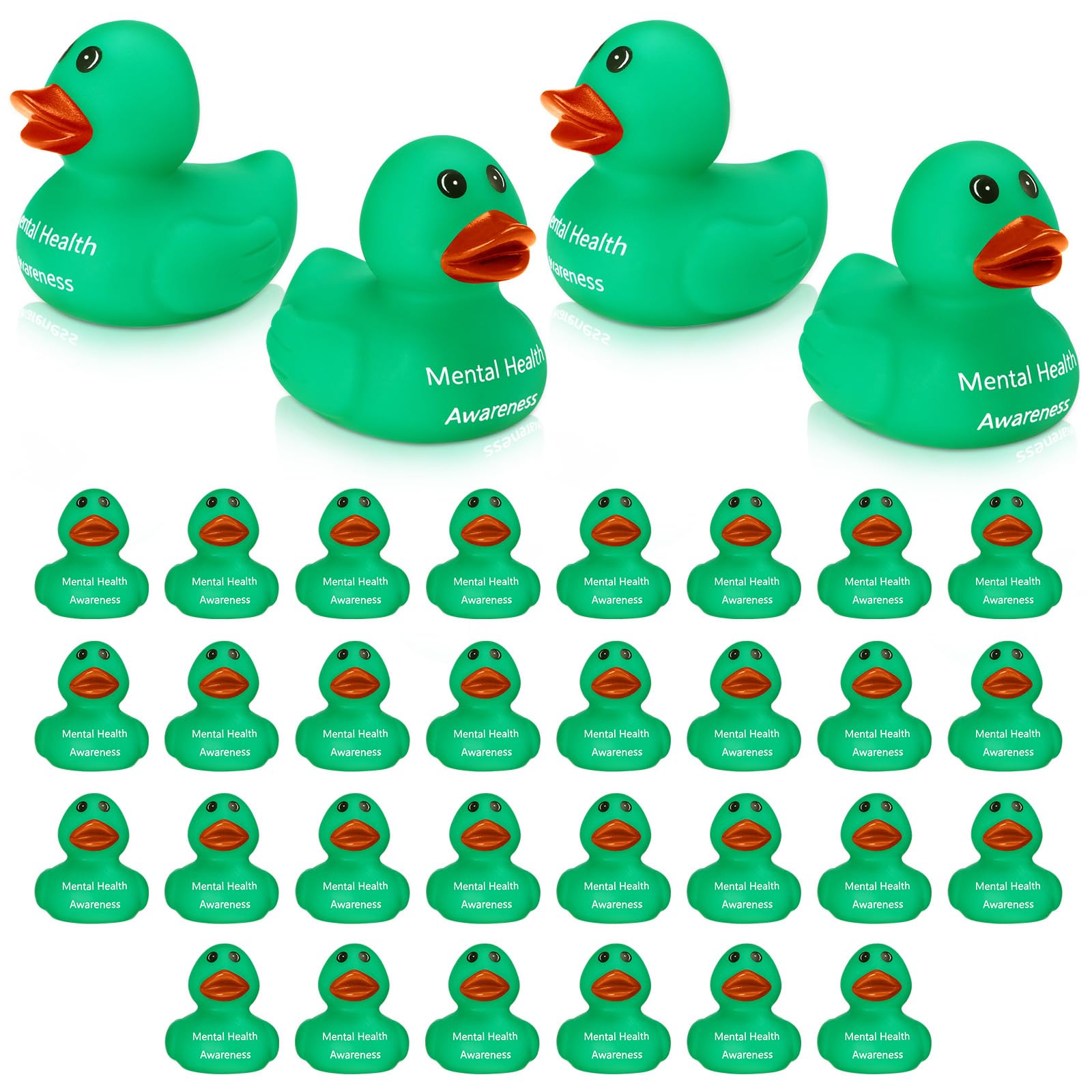 Amazon.com: Gemscream 50 Pcs Mental Health Awareness Rubber Ducks Green ...