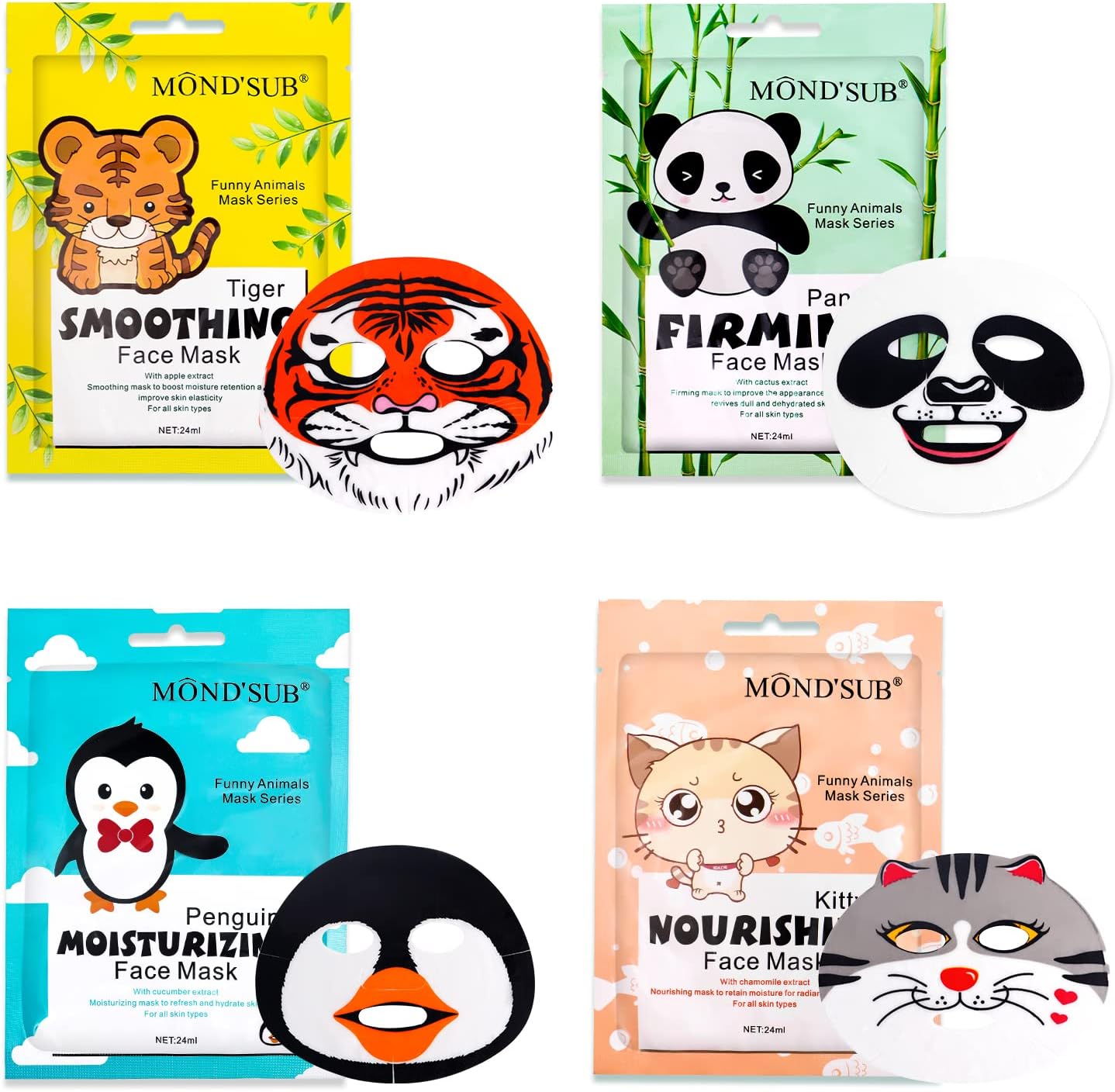 Amazon.com : Heigble 36 Pcs Animals Sheet Mask Spa Mask Bulk Hydrating ...