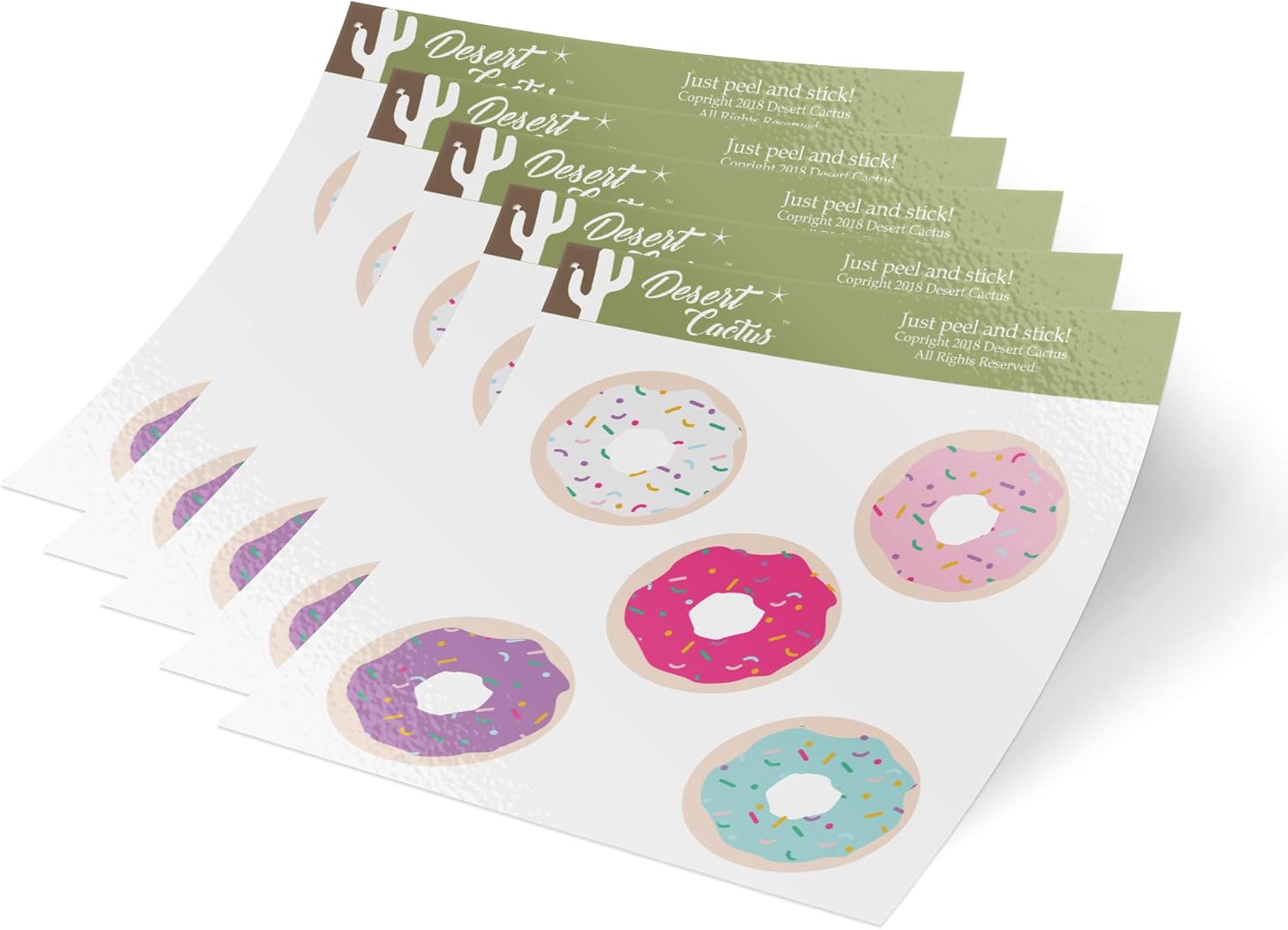 Amazon.com: Donuts 5-Pack Themed Sheets of Stickers 6.5 inch x 7.5 inch ...