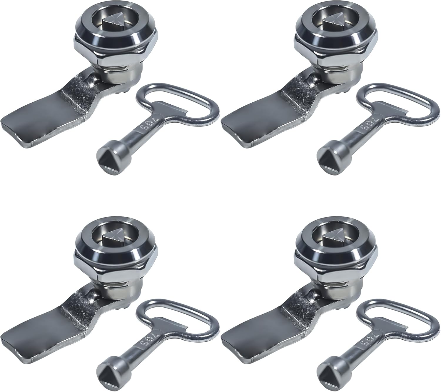 4pcs Electric Cabinet Lock, Stainless Steel Triangle Cam Lock with Keys ...