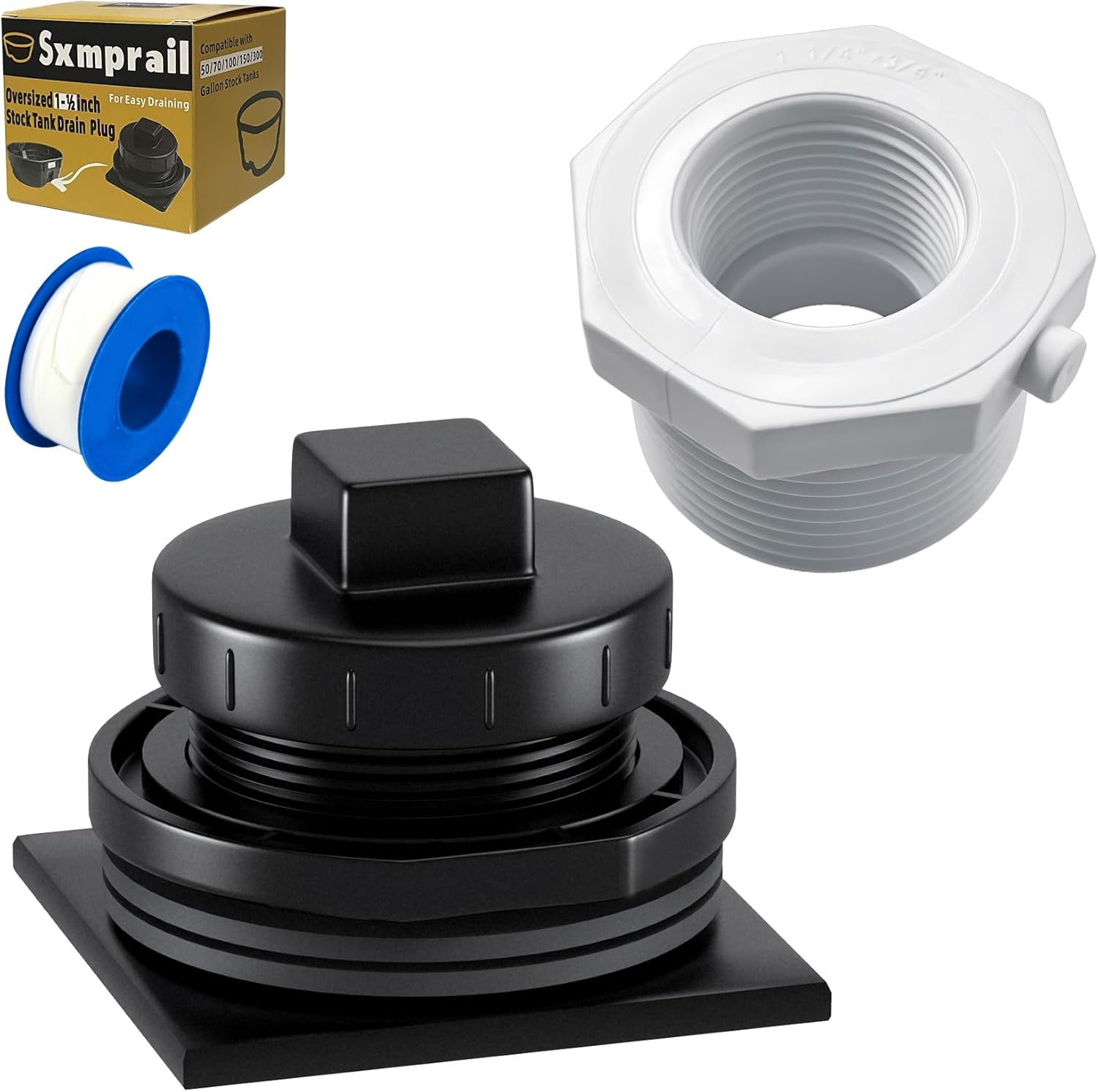 Amazon.com: Stock Tank Drain Plug Kit Include 1-1/4" x 3/4" Pipe ...