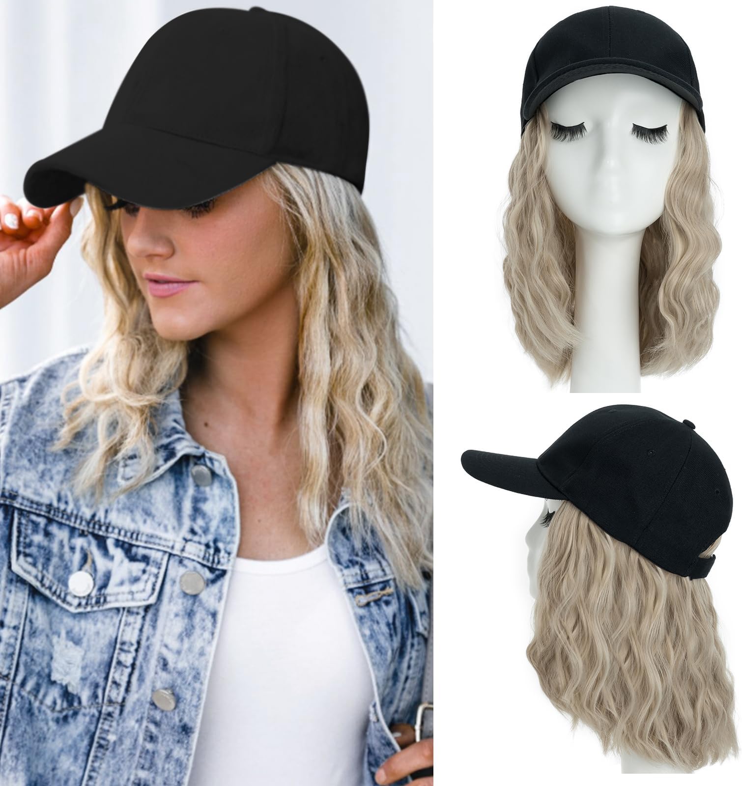 Amazon.com : S-noilite Baseball Cap Wig with Hair Extensions 8" Short ...