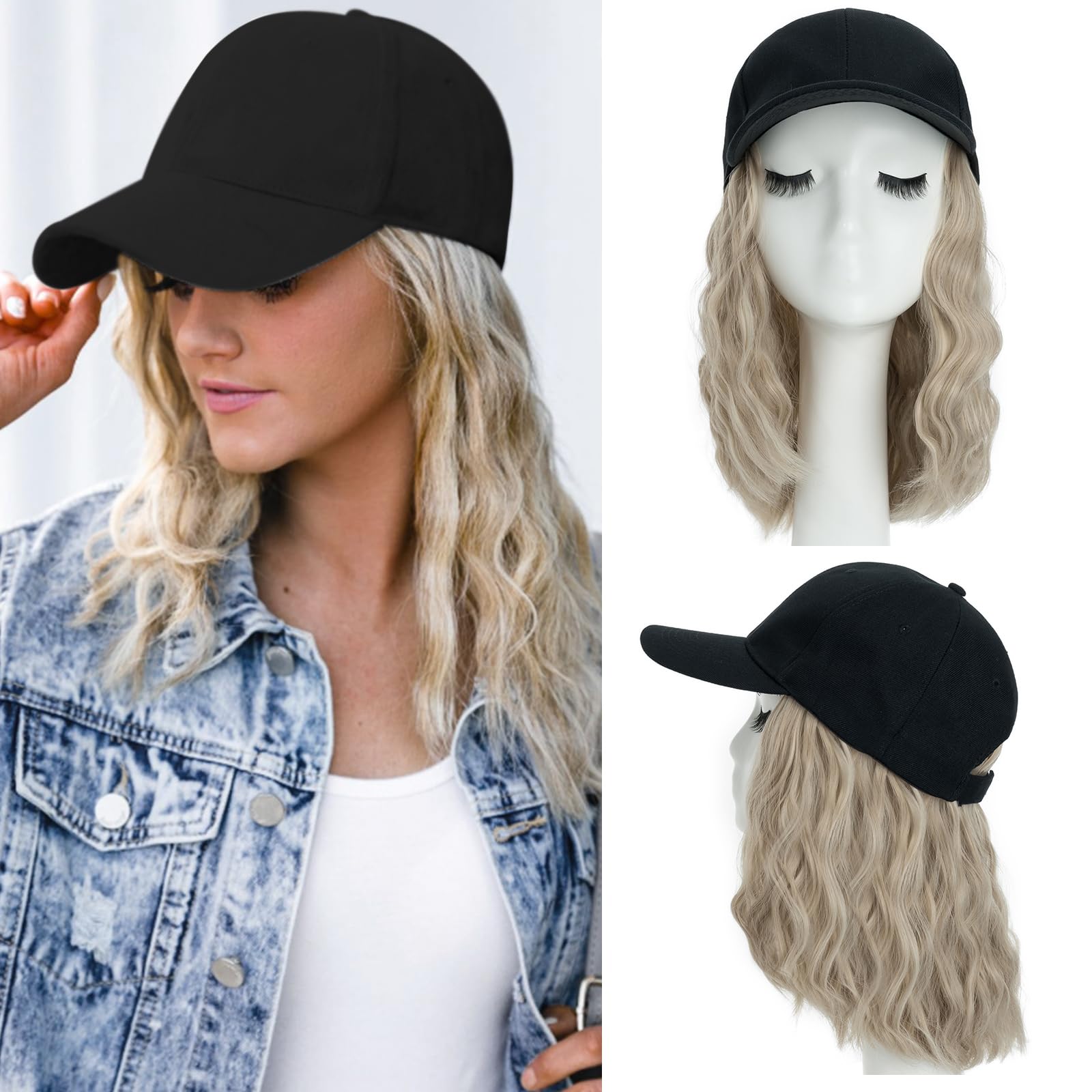 Amazon.com : S-noilite Baseball Cap Wig with Hair Extensions 8" Short ...