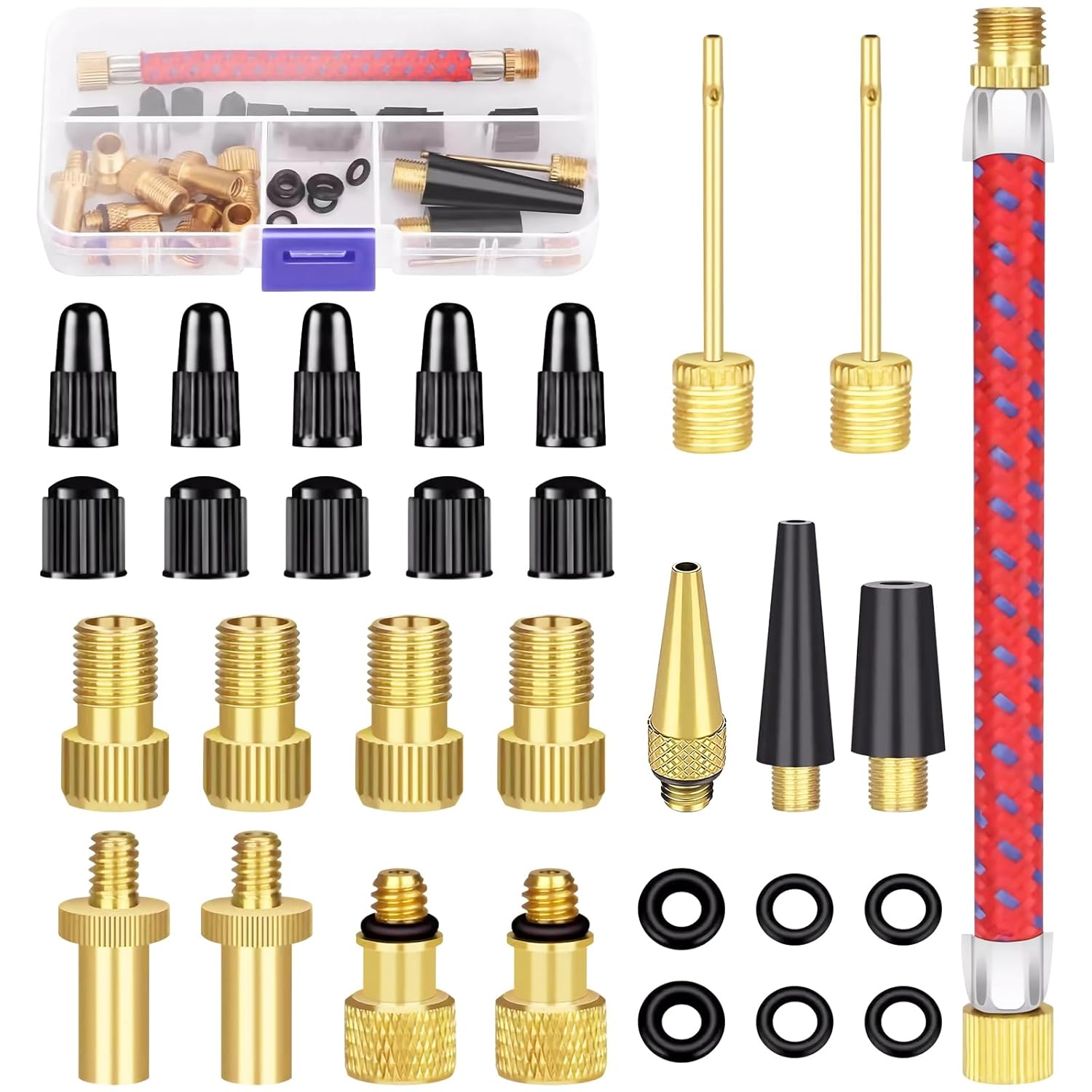 30Pcs Brass Presta Schrader Valve Adapter Tools, Senbos Bike Tire Valve ...