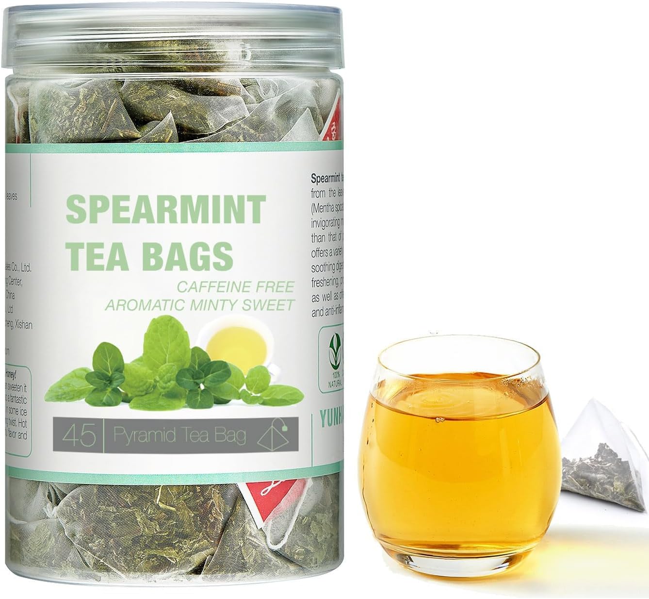 Amazon.com : 45 Spearmint Tea Bags - Traditional Herbal Mint Tea ...