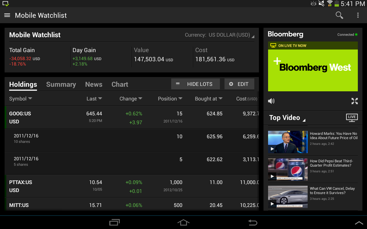 Bloomberg for Tablet - App on the Amazon Appstore
