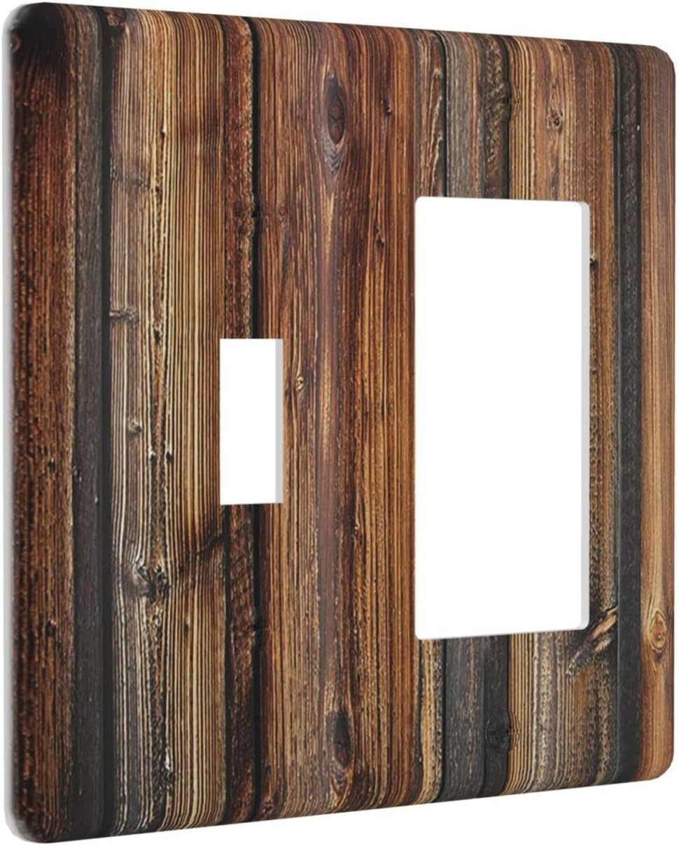 Rustic Barn Door Farmhouse Western Brown Wood 2 Gang Light Switch Cover ...