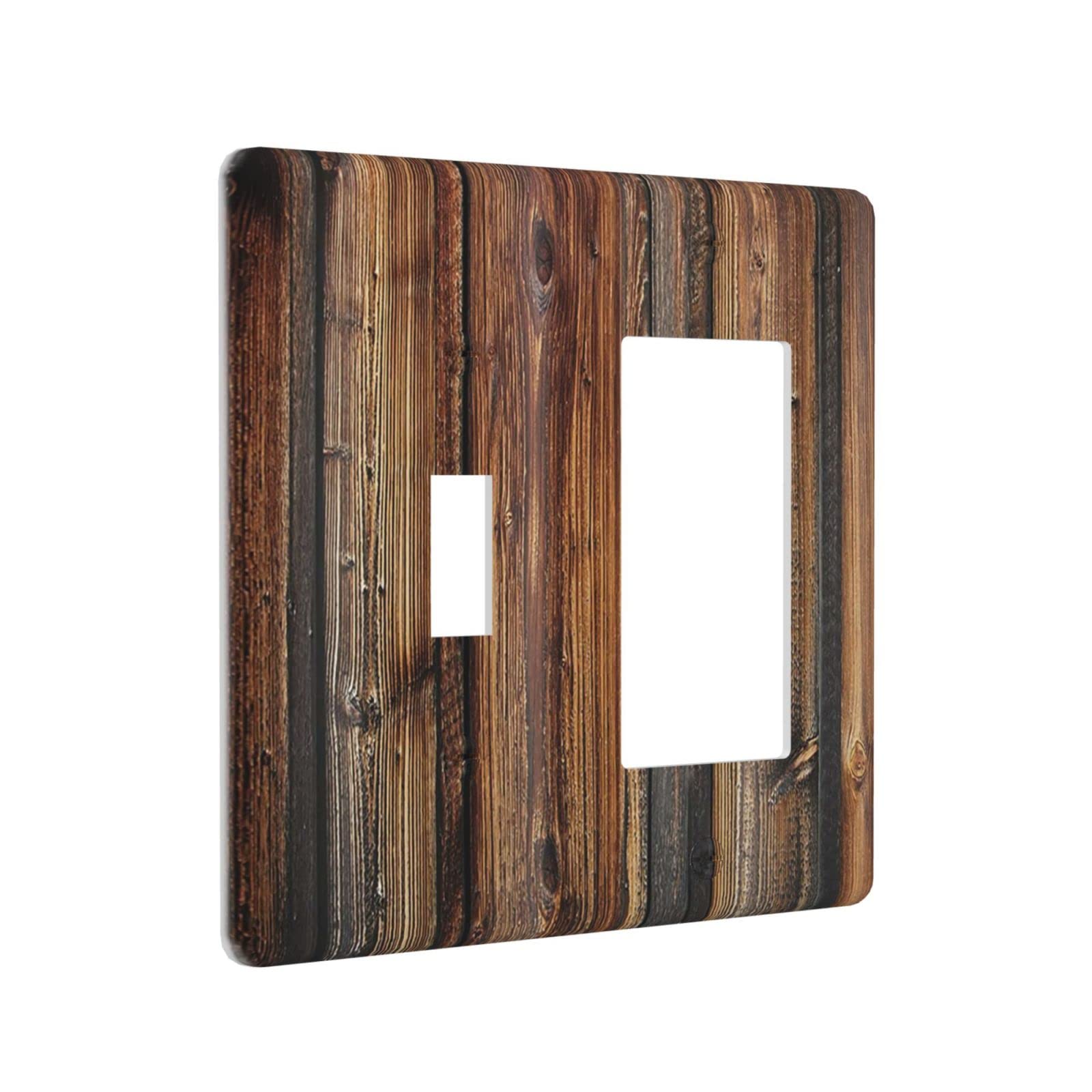 Rustic Barn Door Farmhouse Western Brown Wood 2 Gang Light Switch Cover ...
