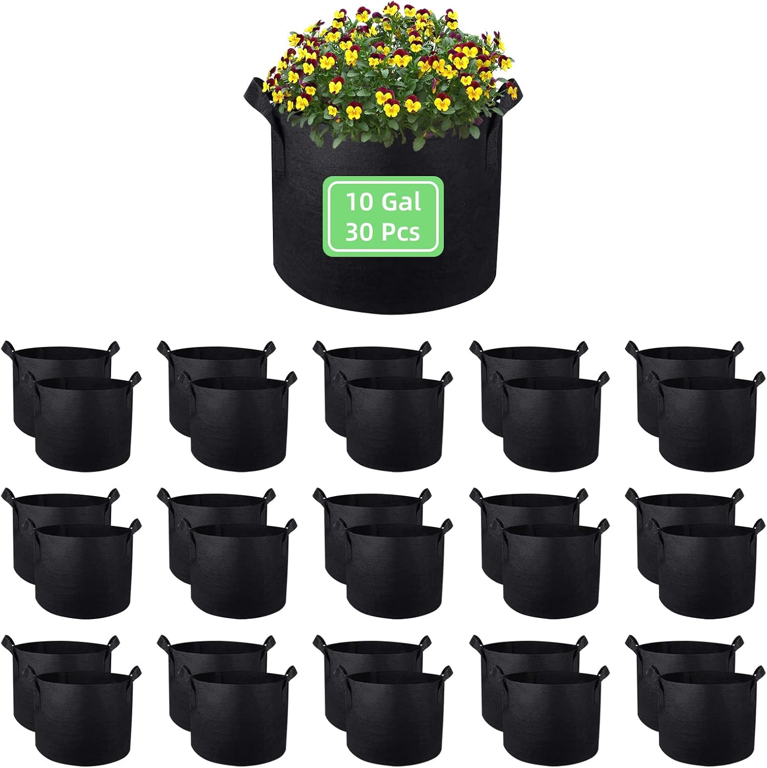 Amazon.com : Ohiyoo 10 Gallon Garden Grow Bags, 30 Pack 10 Gal Planter ...
