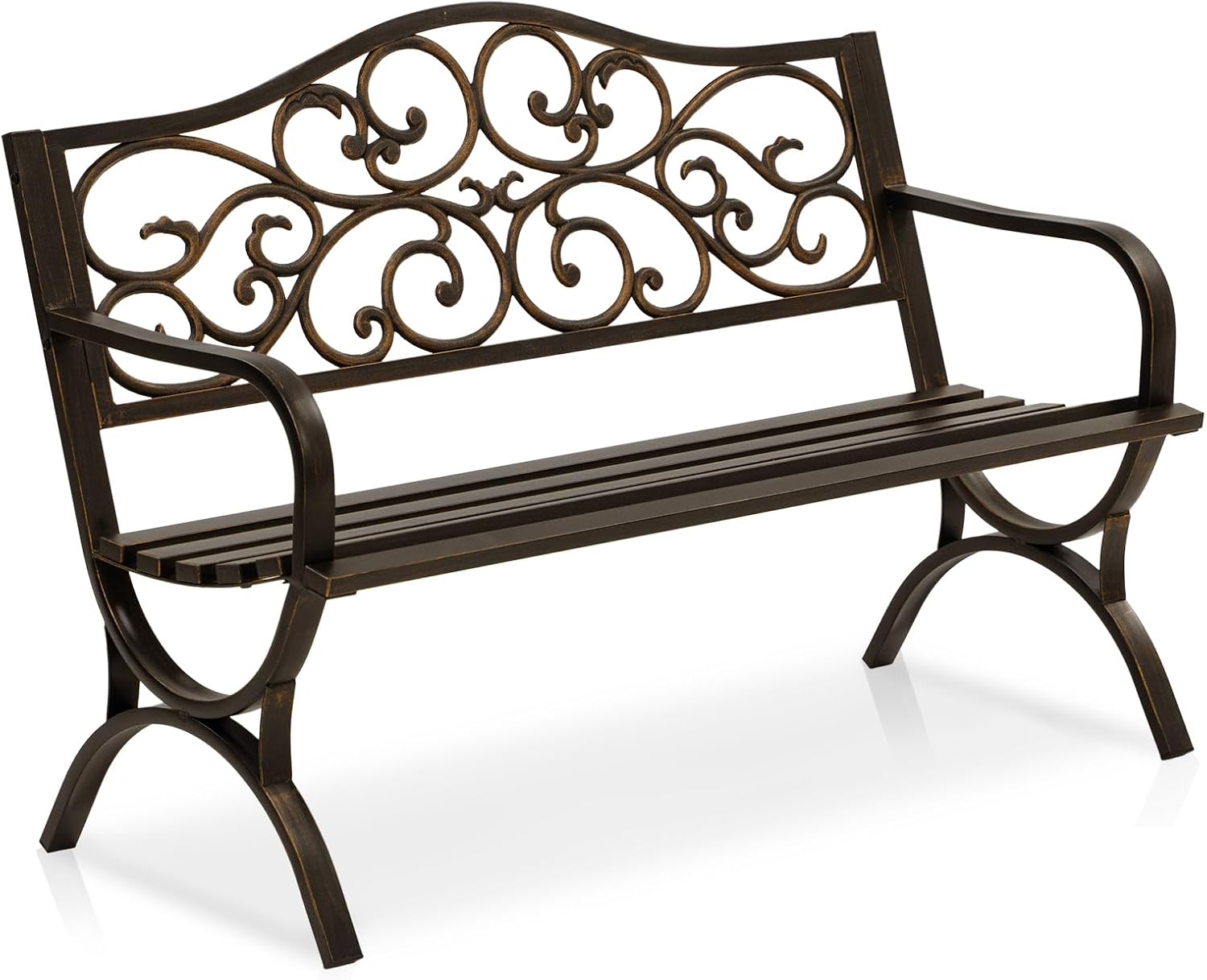 Amazon.com: Pllainsity Outdoor Metal Bench, Outdoor Garden Bench with ...