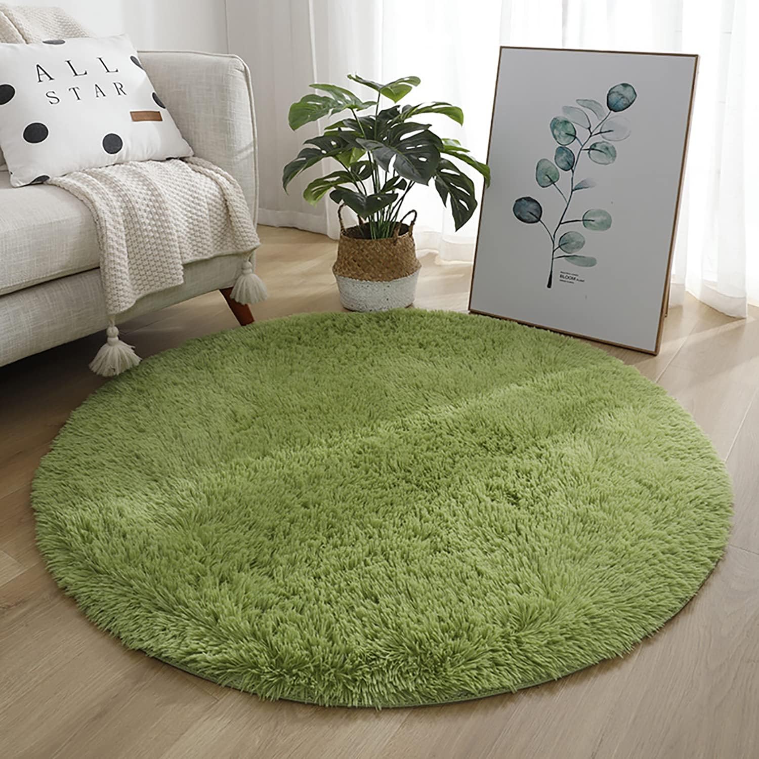 KAYBTNT Round Rug, Fluffy Shaggy Aesthetic Circle Rug, Plush Washable ...