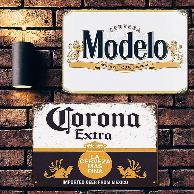 Amazon.com: Bar Sign, Beer Signs for Man Cave, 2 Pieces Corona Modelo ...