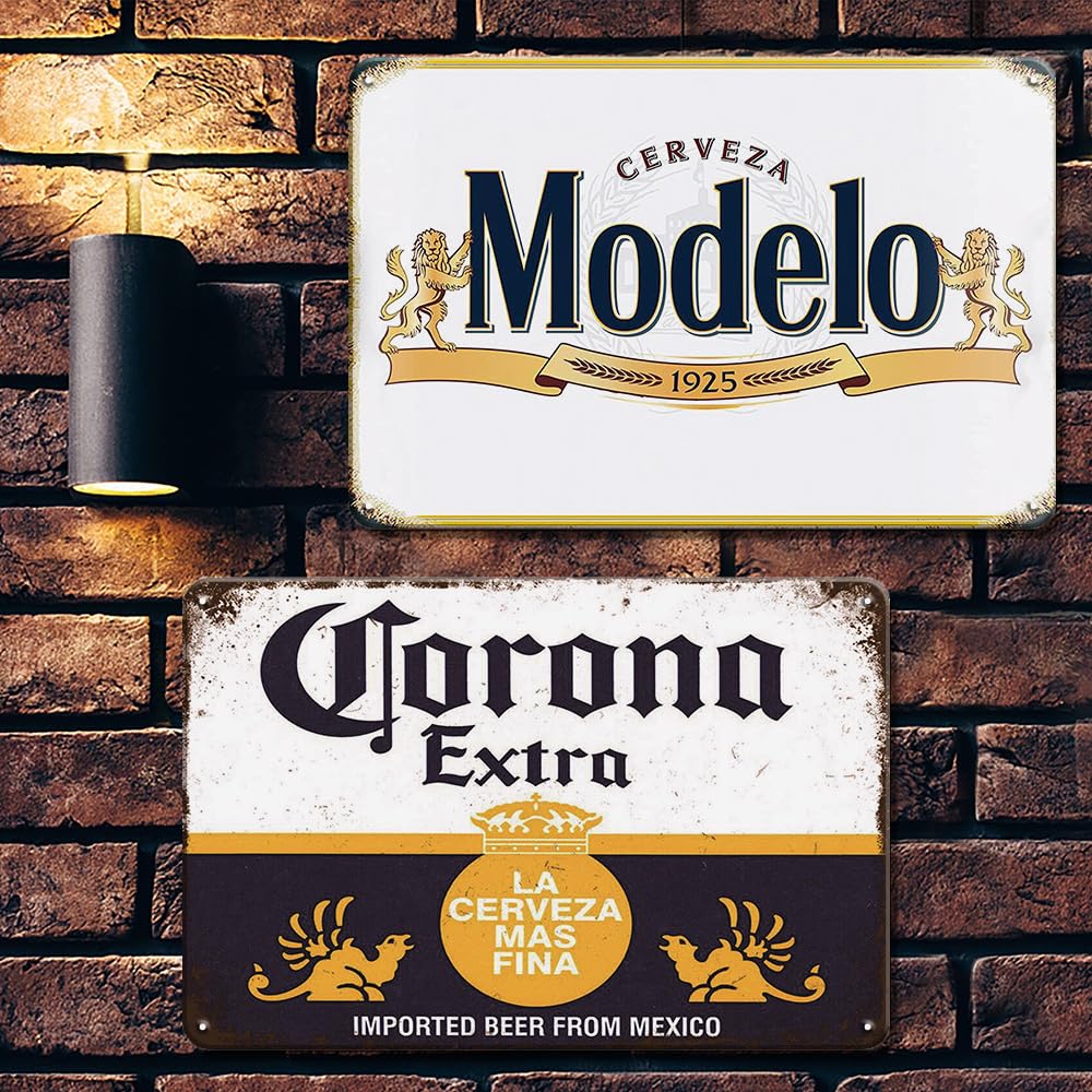 Amazon.com : Bar Sign, Beer Signs for Man Cave, 2 Pieces Corona Modelo ...