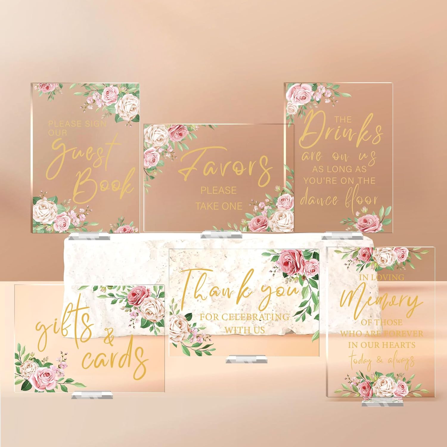 Amazon.com: JarThenaAMCS 6Pcs Acrylic Wedding Reception Signs with ...