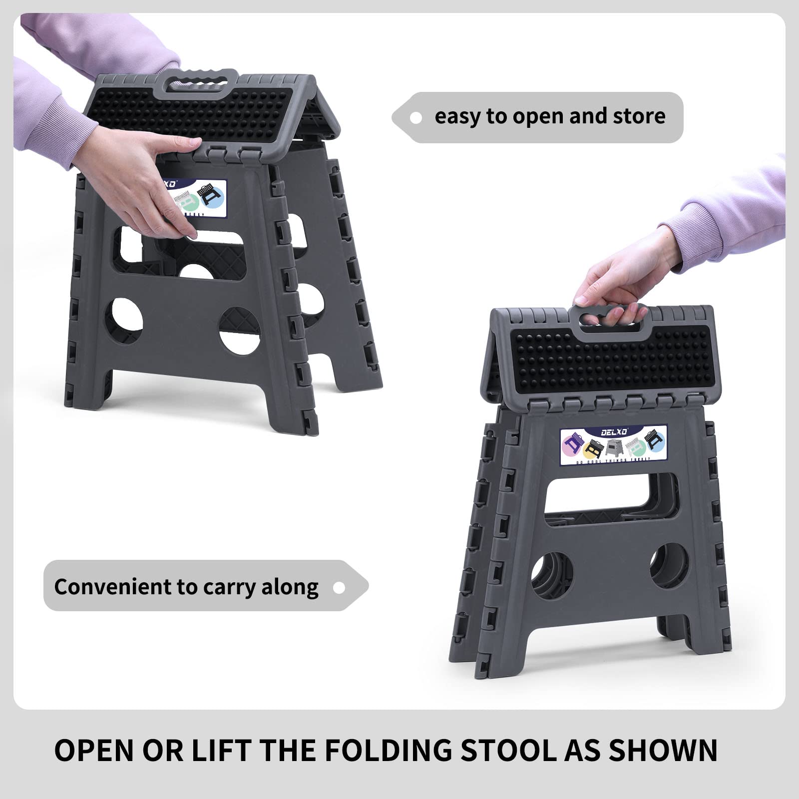 Snapklik.com : Delxo Folding Step Stool 13 Inch Height Heavy Duty ...