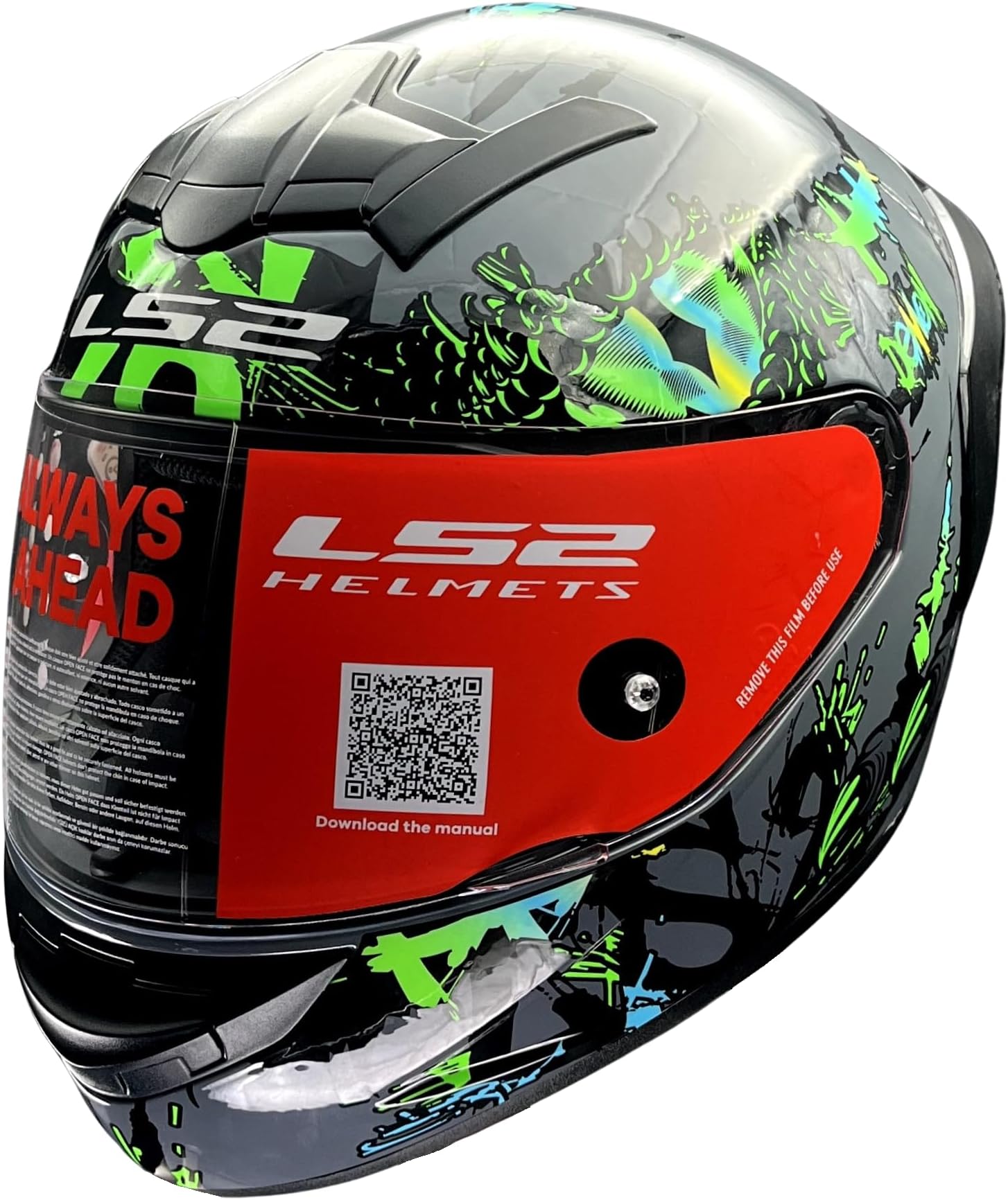 LS2 Helmets - FF352 Rookie - Demon - Gloss Dark Grey Green - Single ...