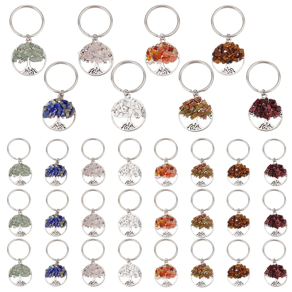 Amazon.com: PH PandaHall 32pcs Tree of Life Keychain, 8 Style Natural ...