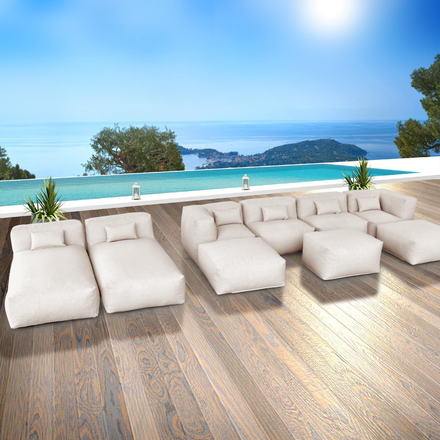 Amazon.com: Patio Furniture ANNYH ERACLEA(9P) Outdoor Furniture ...