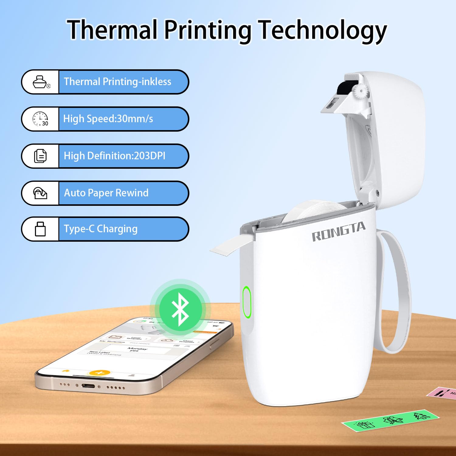 Snapklik.com : Rongta Bluetooth Label Maker Machine