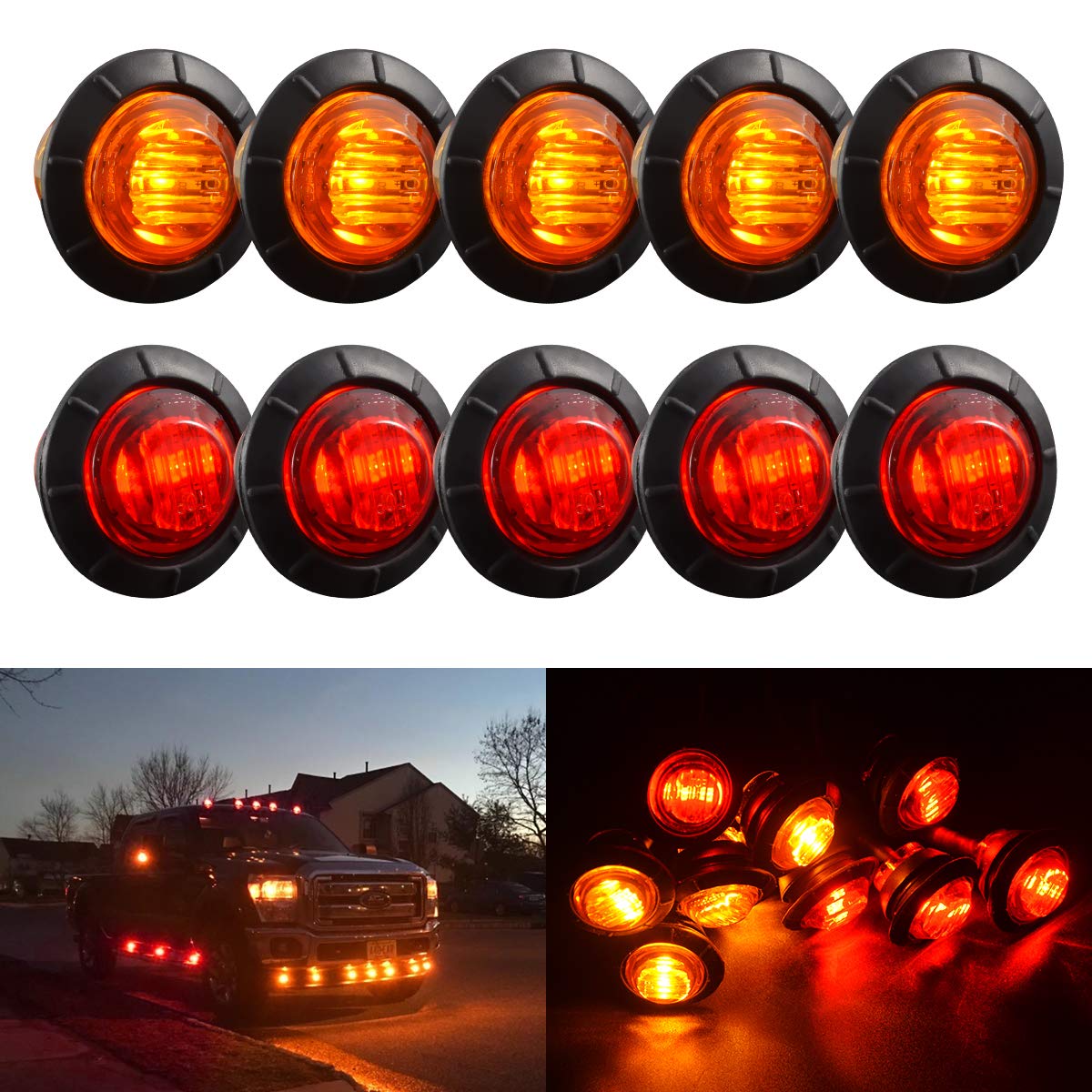 Amazon.com: TUINCYN 3/4 Inch Amber + Red Round LED Indicator Light ...