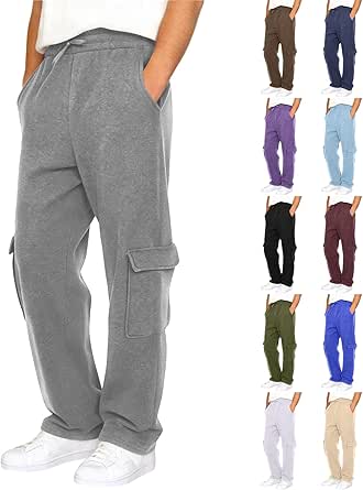 Amazon.com: Cargo Sweatpants for Men Loose Drawstring Uncuffed ...