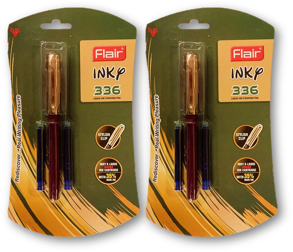 Flair Inky 336 Liquid Ink Fountain Pen (Pack Of 2) Unique,Gold : Amazon ...